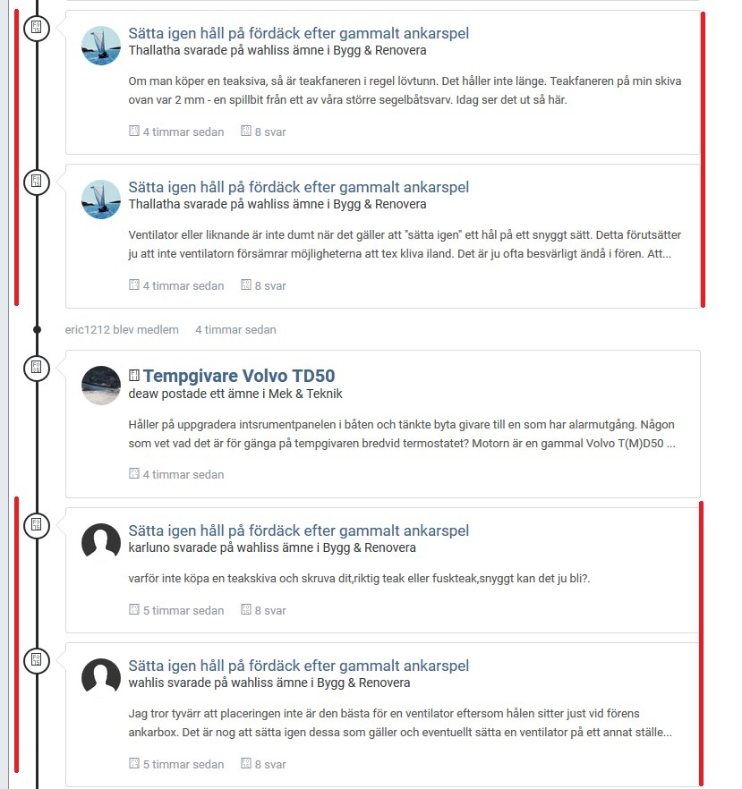 Upprepning vid flera nya inlägg - Nya bryggsnack - Maringuiden